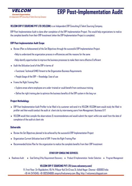 Erp Post Implementation Audit Pdf Human Resources Business