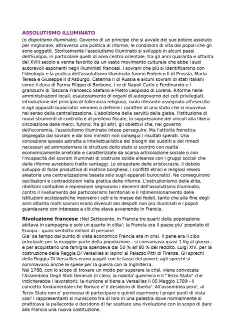 Assolutismo Illuminato Docsity