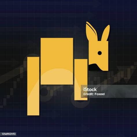 주식 시장 벡터에 캥거루 기호 추상적 배경에 펀드 외환 또는 상품 가격 차트 노란색 캥거루 촛불 스틱 그래프 차트 민감한 투자 거래의 상징 사이드웨이 트렌드 화살표에 대한