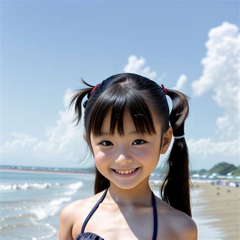 砂浜と少女3 beach and girl pAInter AI画像AI動画の投稿生成サイト pAInterペインター