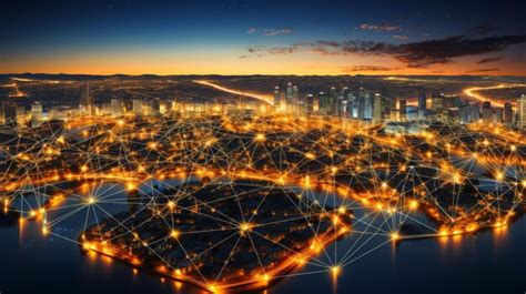 Global Communication Network Interconnected Nodes And Data Flow For