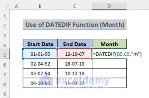 Calculate Years And Months Between Two Dates In Excel 6 Approaches