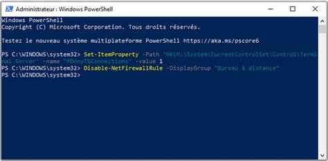 Windows 10 activer le bureau à distance avec PowerShell