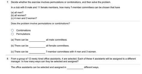 Solved Decide Whether The Exercise Involves Permutations Chegg
