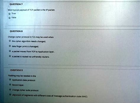 Solved Question The Most Typical Payload Of A Tcp Packet Is The Ip