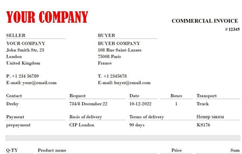 Commercial Invoice Export Invoice A4 Letter Xlsx Excel Template Artofit
