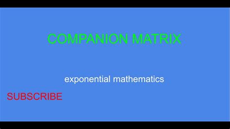 Companion Matrix Linear Algebra Csir Net Mathematics Short