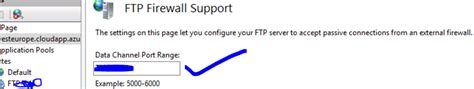 how to properly configure a ftpconnection with windows azure server