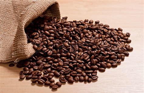 Coffee Beans In Burlap Bag Stock Image Colourbox