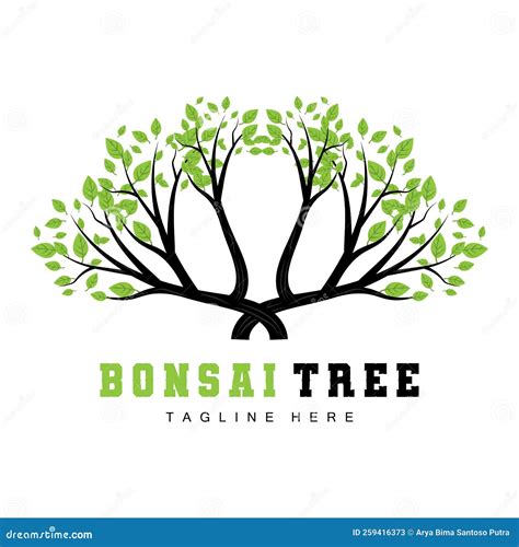 Green Tree Logo Design Bonsai Tree Logo Illustration Leaf And Wood
