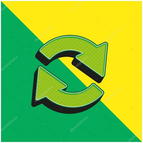 Flechas Círculo De Dos Girando En Sentido Horario Verde Y Amarillo