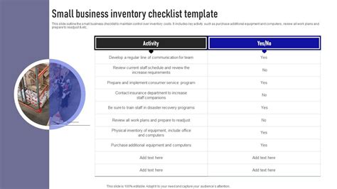 Small Business Inventory Checklist Template PPT PowerPoint