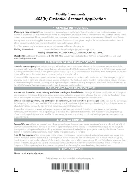 Fillable Online Cusys Fidelity Investments 403b Custodial Account