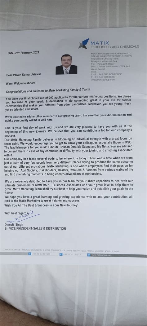 Pawan Jaiswal On Linkedin Today Joined Matix Fertilisers And Chemicals Limited Congratulations