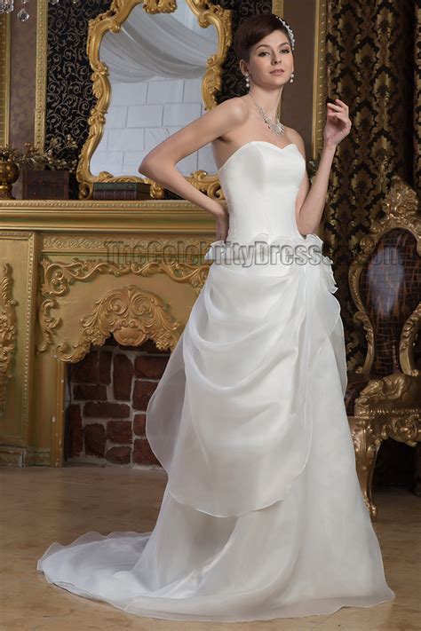 Sheath Column Strapless Sweetheart Organza Wedding Dresses