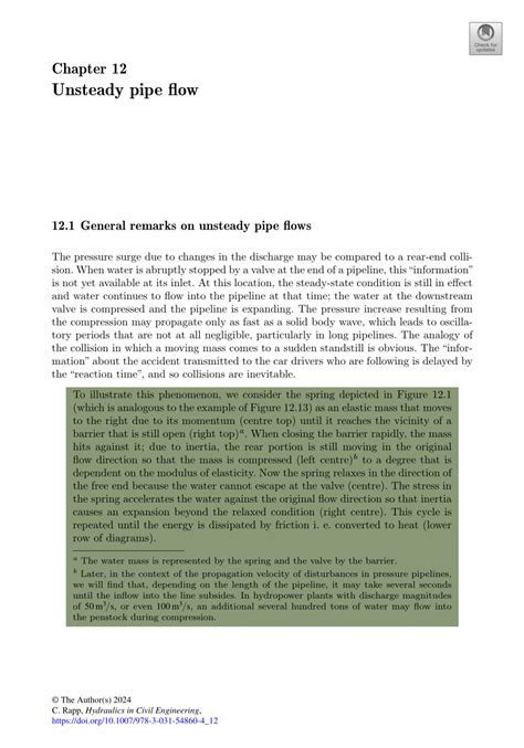 pdf unsteady pipe flow