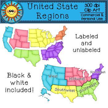 United States Regions Maps Clip Art 2024