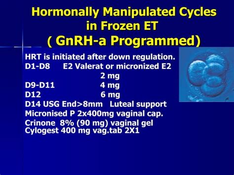 Endometrial Preparation In Frozen Embryo Transfer Cycles Ppt