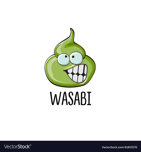 Cartoon Wasabi Smiling Character Isolated On White