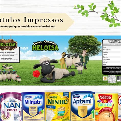 Rótulo Lata de Leite Shaun o Carneiro Elo7 Produtos Especiais