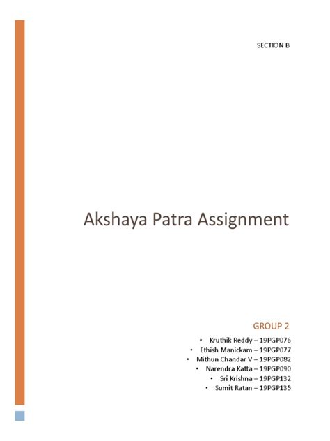 Akshaya Patra Case Assignment Group 2 Pdf Cooking Foods