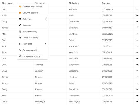 Bryntum Grid Cell And Header Menus Demo