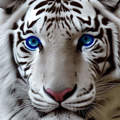 Faccia Di Tigre Bianca Con Intensi Occhi Azzurri · Creative Fabrica