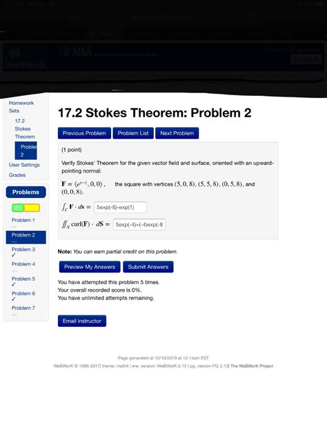 Solved Homework Sets 17 2 Stokes Theorem Problem 2 17 2 Chegg Com