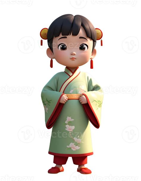 A Cartoon Girl In A Traditional Chinese Dress 49575097 Png