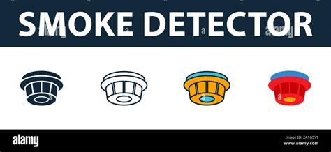 Smoke Detector Icon Set Premium Symbol In Different Styles From Fire