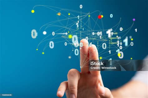 3d Rendering Of Floating Binary Codes With Hand Touching It From Behind