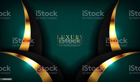 3d 녹색 고급 추상 배경은 황금빛 곡선 효과 장식으로 어두운 공간에 레이어를 겹칩니다 그래픽 디자인 요소 배너 전단지 카드 표지 또는 방문 페이지에 대한 우아한 스타일