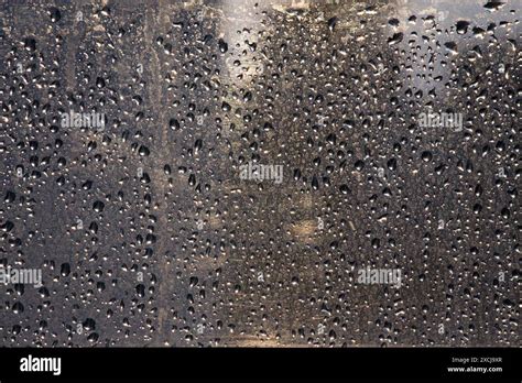 Condensation On Dirty Window Badly Insulated Apartments Stock Photo