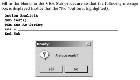 Solved Fill In The Blanks In The VBA Sub Procedure So That Chegg Com