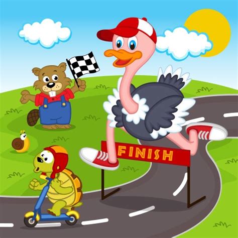Rabbit Wins The Turtle In Race Design Royalty Free Vector