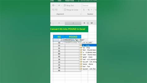 Convert Kg Into Pound In Excel 🔥 Excel For Fresher Excel Shorts