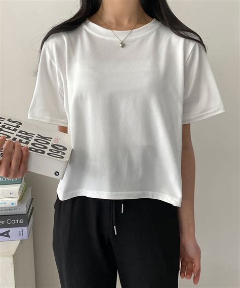 그레이드 세미 크롭 반팔 티 셔츠 쫀쫀 루즈핏 오버핏 무지티 기본 베이직 레이어드 면 박스 빅사이즈 이너티 슬리브 텐셀 여름