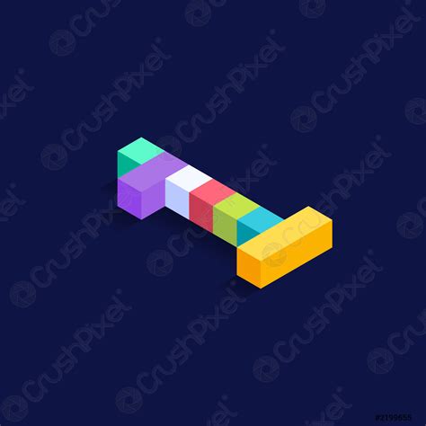 Number 1 Isometric Colorful Cubes 3d Design Three Dimensional Letter