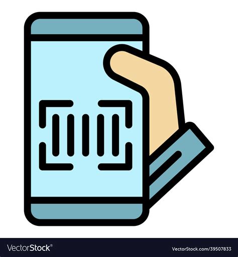Phone Barcode Scanner Icon Color Outline Vector Image