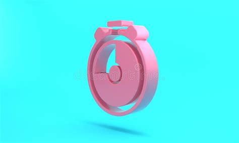 Pink Stopwatch Icon Isolated On Turquoise Blue Background Time Timer