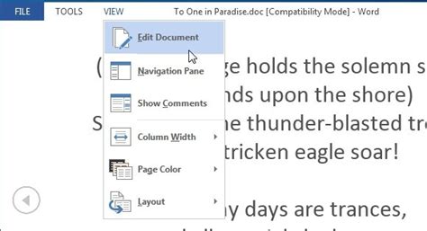 read mode feature of word 2013 makes reading documents easier