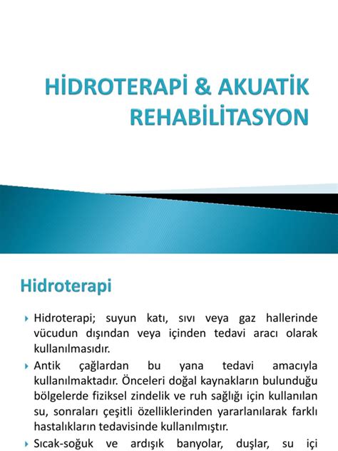 Hİdroterapİ 2 Hafta Pdf