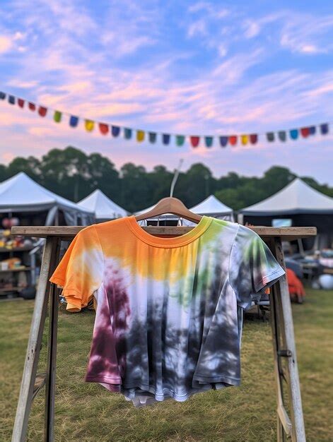 Premium Photo Henley Tie Dye T Shirt In A Music Festival With