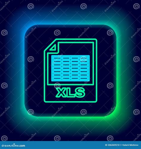 Glowing Neon Line Xls File Document Download Xls Button Icon Isolated On Black Background