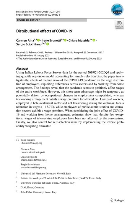 Pdf Distributional Effects Of Covid 19