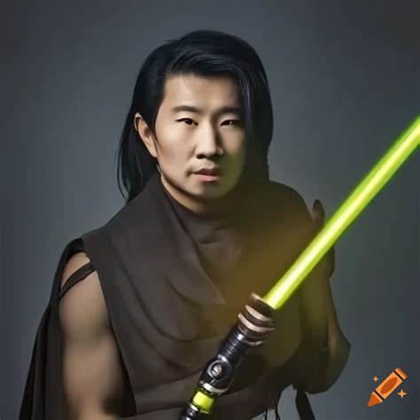 Simu Liu With A Yellow Lightsaber On Craiyon