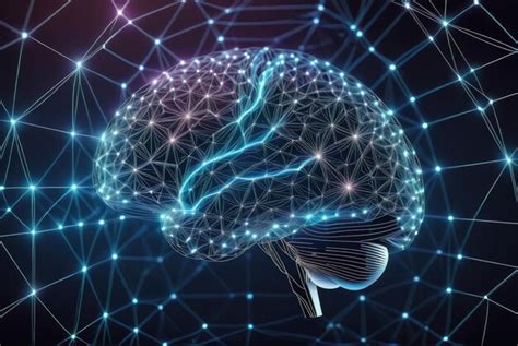 Visualizing Ai And Machine Learning Shining Wireframe Brain Premium Ai Generated Image