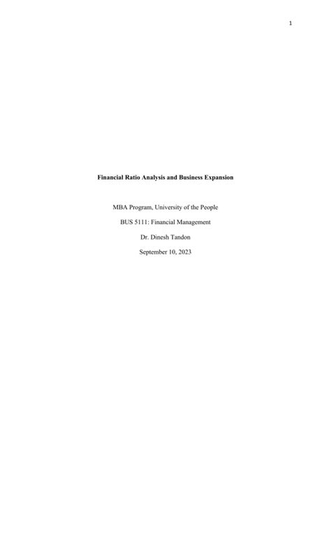 BUS 5111 Unit 1 Written Assignment