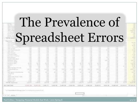 Spreadsheet Errors Pc 4 5 10 Ppt