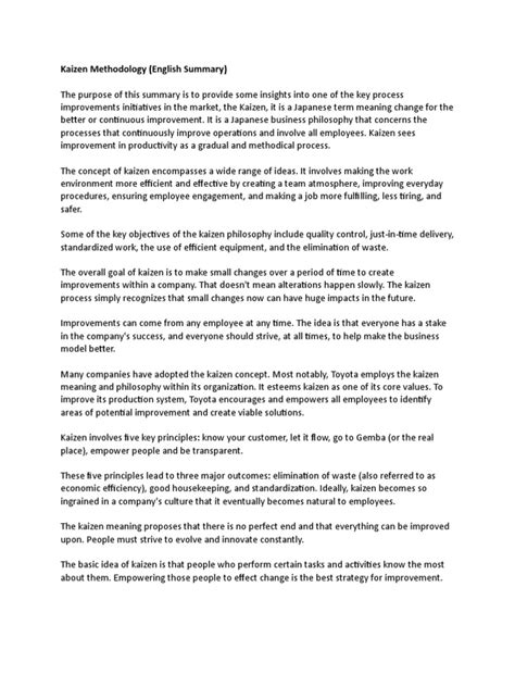 Kaizen Methodology Pdf